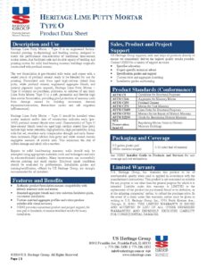 USHG – Heritage Lime Putty Mortar – Type O – Datasheet – FINAL | US ...