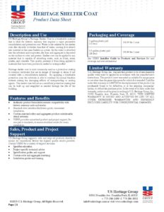USHG – Shelter Coat – datasheet – FINAL | US Heritage Group