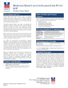 USHG – Slaked Lime Putty Binder- SLP – Datasheet | US Heritage Group